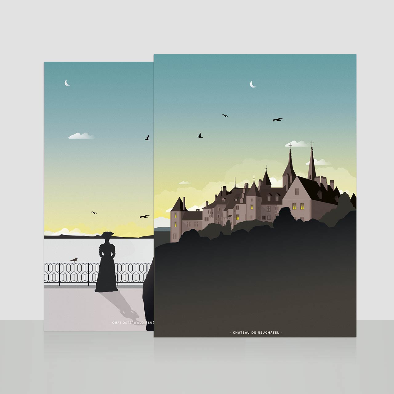 Neuchâtel By Night |Cadeaux des villes Suisses | Ykoons